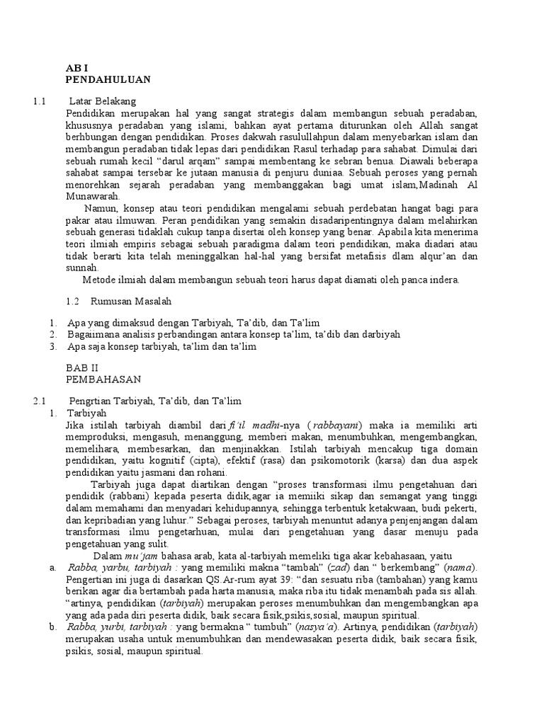 Ipi, Tarbiyah, Ta'lim, Ta'dib | PDF