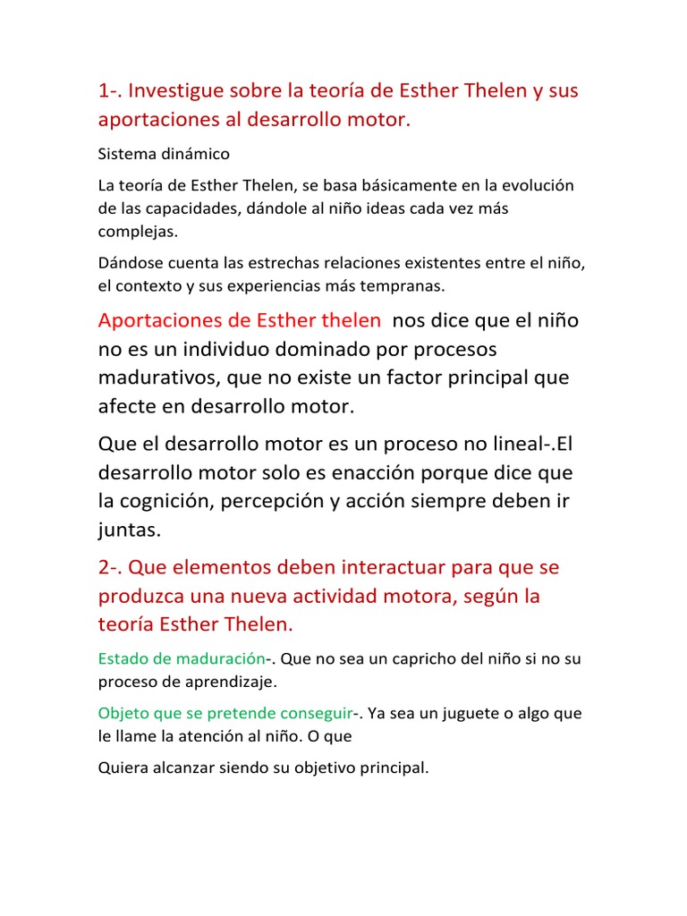 Trabajo de Desarrollo Motor 4 Preguntas | PDF | Relaciones personales ...