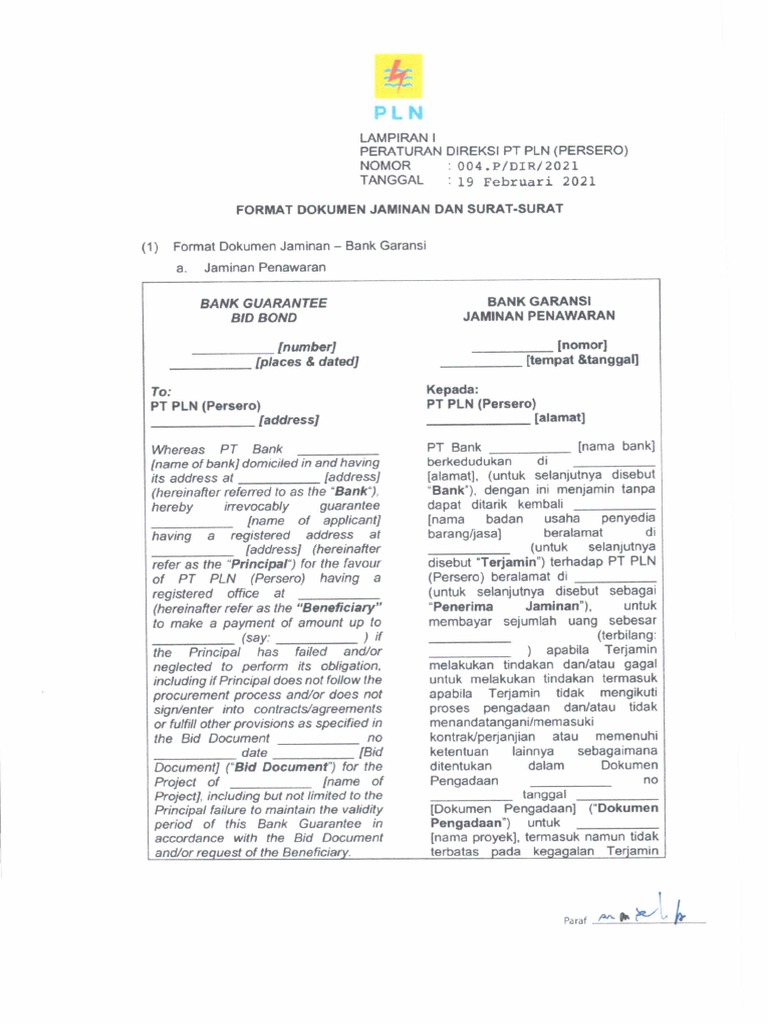 Format Jaminan Pdir04 2021 | PDF