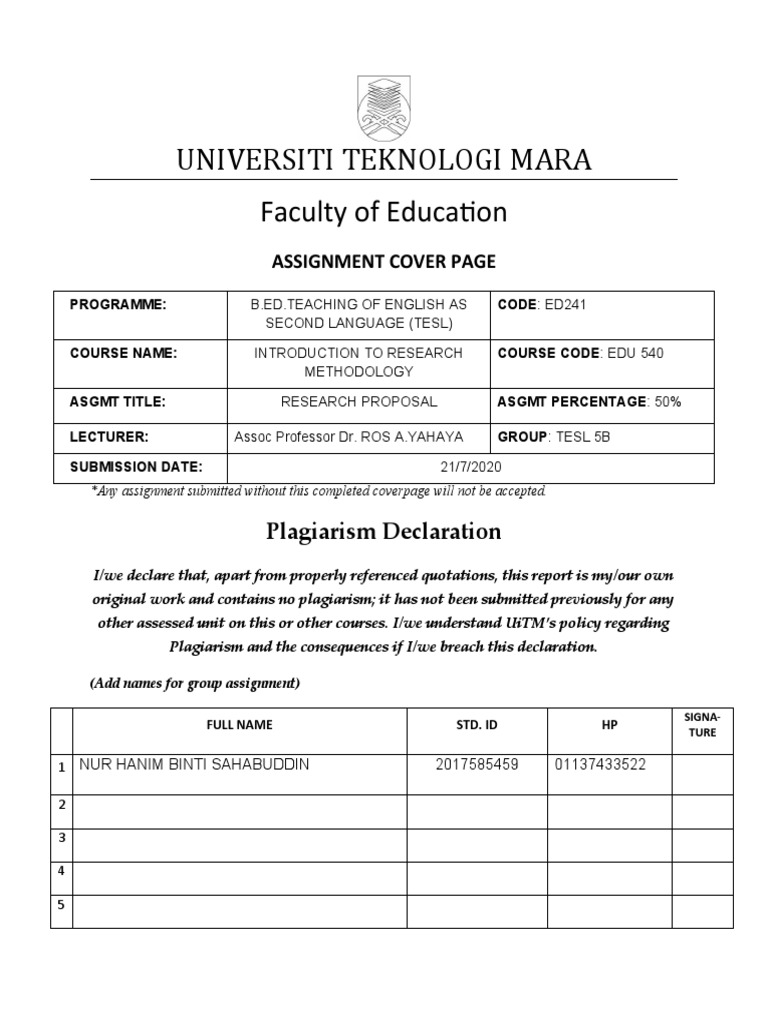 Research Proposal Chapter 1 & Chapter 2 | PDF | Motivational | Motivation
