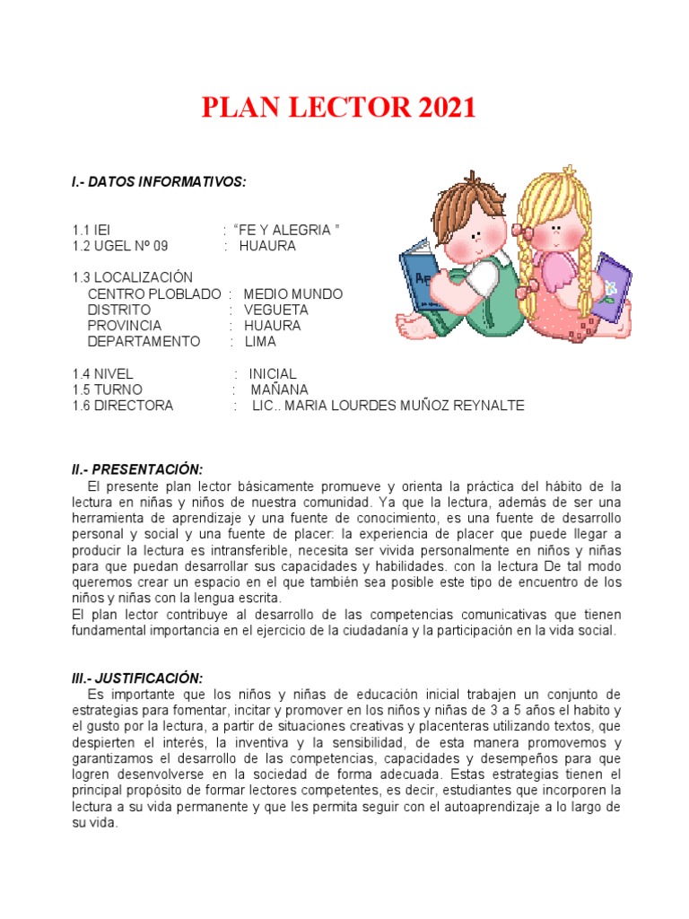 Plan Lector 2021 Inicial | PDF | Educación primaria