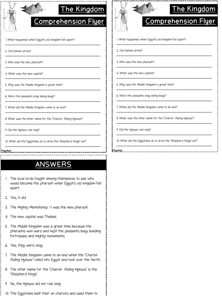The Kingdom Comprehension Flyer | PDF | Ancient Egypt | 2nd Millennium Bc