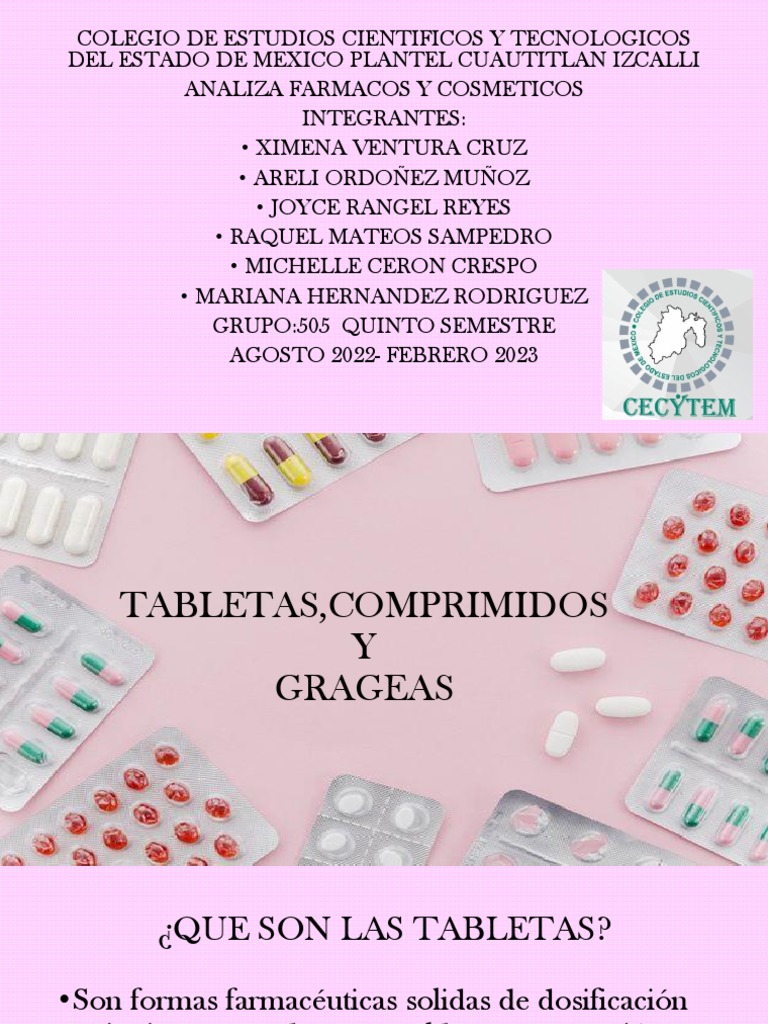 Grageas y Comprimidos: Definición y Ejemplos | PDF | Tableta (Farmacia ...