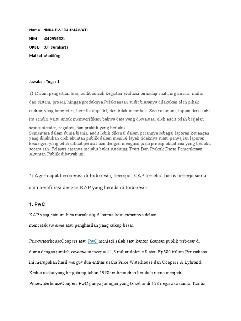 Finally Tugas 2 Auditing | PDF