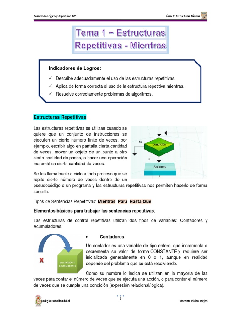 Tema 1 - Estructuras Repetitivas - Mientras | PDF | Matemáticas ...