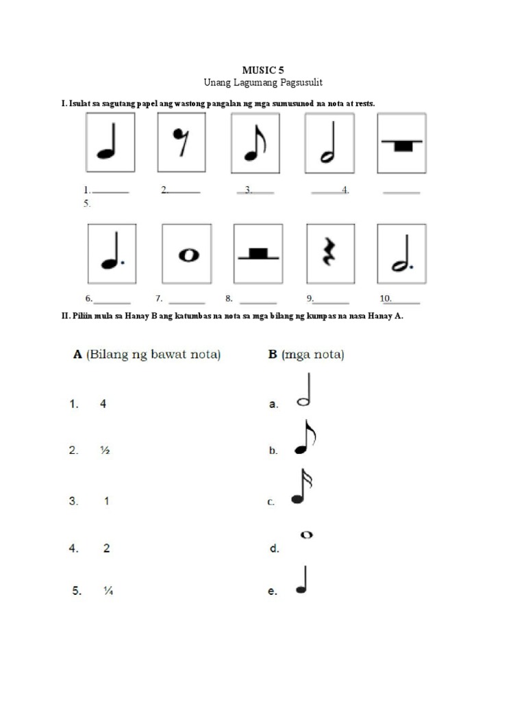 Music 5 Q1 Summative Test | PDF