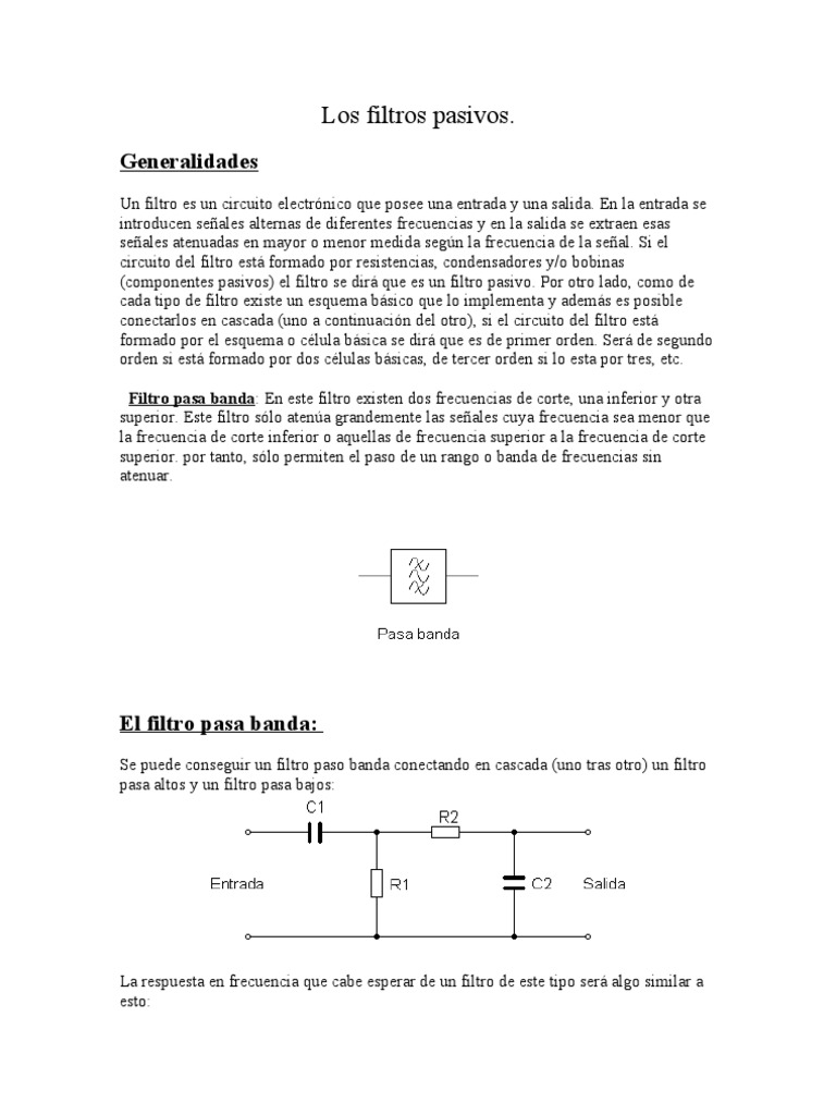 Filtro Pasa Banda Pdf Filtro De Paso Bajo Filtro Electronico