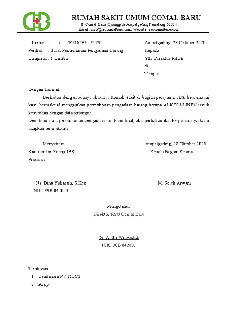 Surat Permohonan Pengadaan Barang | PDF