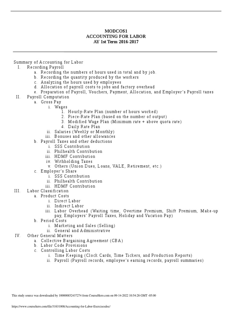 Accounting For Labor Exercises | PDF | Payroll | Payroll Tax