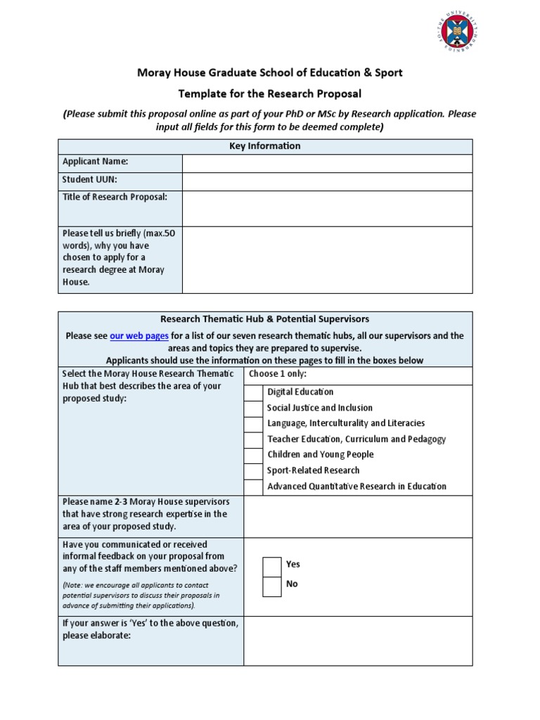 Mhses Research Proposal Template Form 2021-22 | PDF | Academic Degree ...