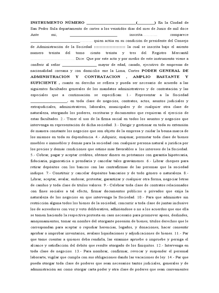 Poder de Administracion | PDF