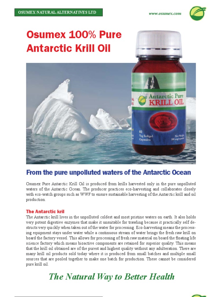 Osumex 100% Pure Antarctic Krill Oil: The Natural Way to Better Health
