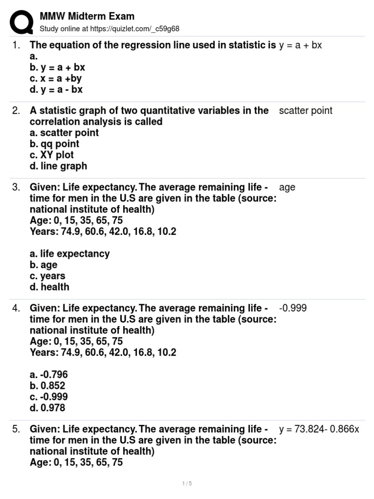 Midterm Exam MMW Part 1 | Download Free PDF | Variance | Standard Deviation