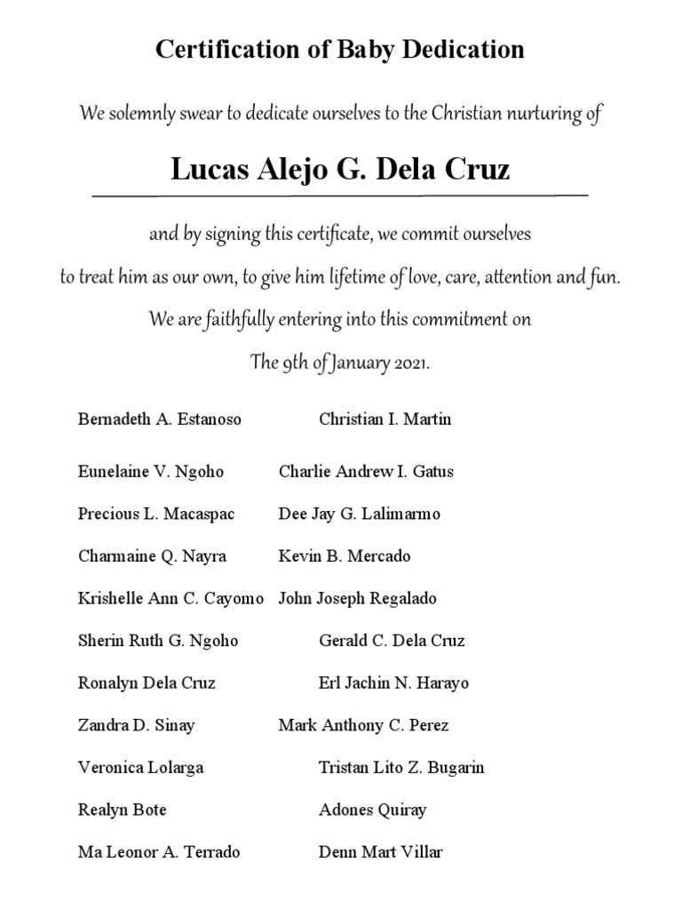 Certification For Godparents | PDF