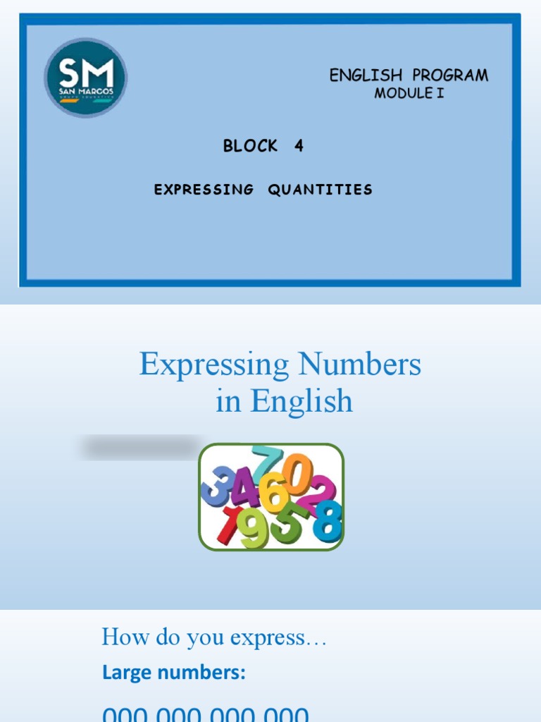 Bloque 4 - Expressing Quantities | PDF | Teaching Methods & Materials