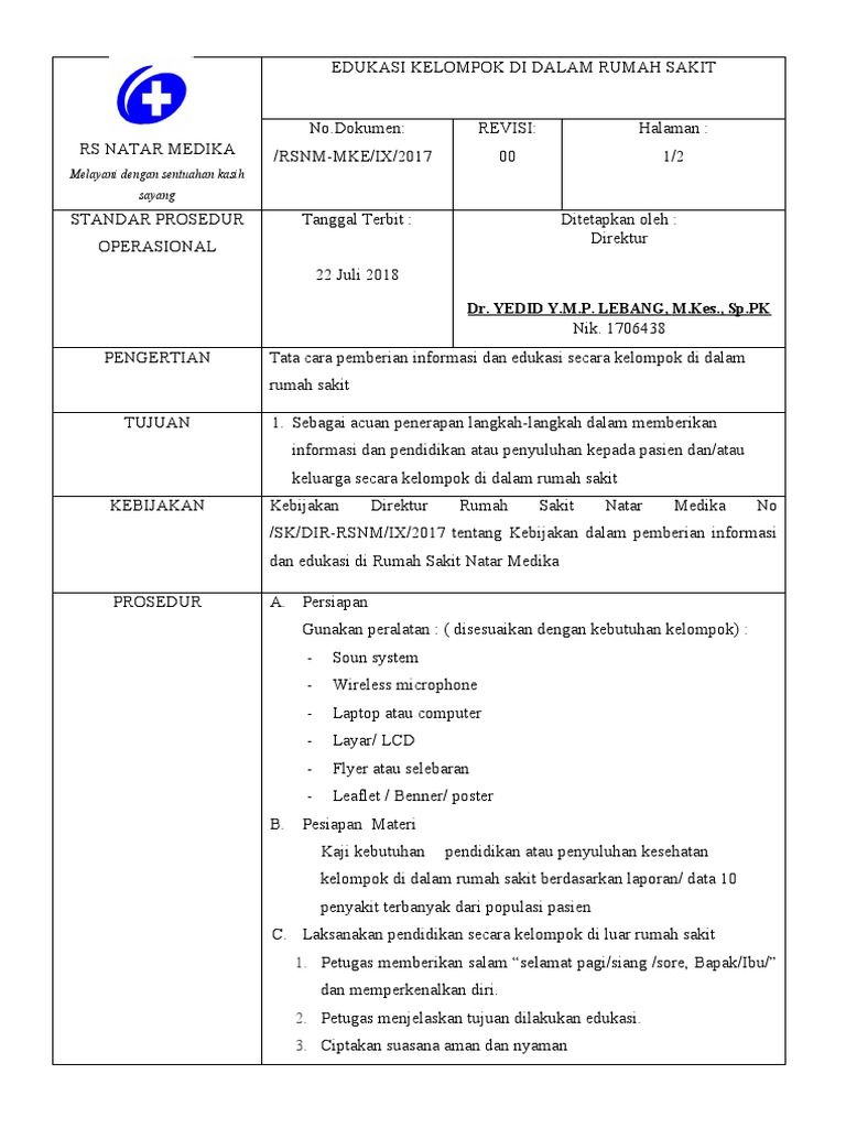 Spo Edukasi Kelompok Di Dalam Rumah Sakit | PDF