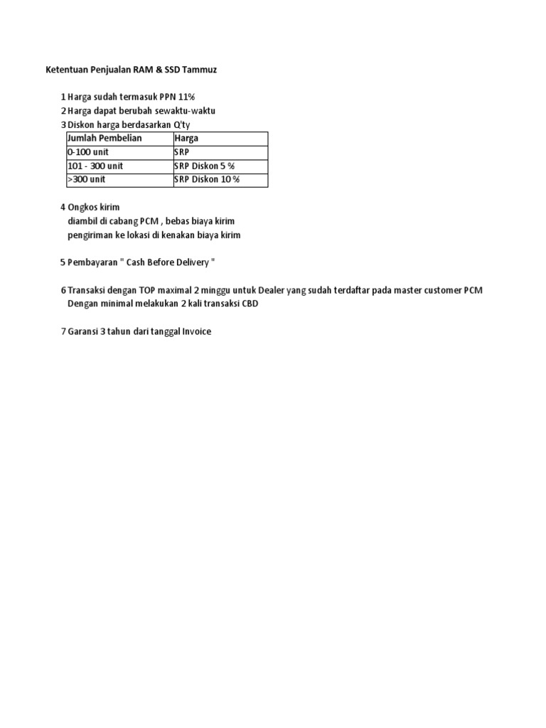 Tammuz SSD & RAM Sales Terms | PDF | Flash Memory | Computer Hardware