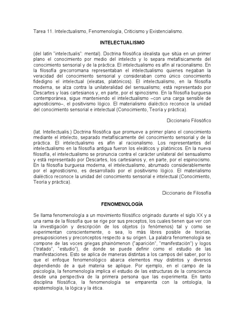 Conceptos de Intelectualismo | PDF | Existencialismo | Immanuel Kant