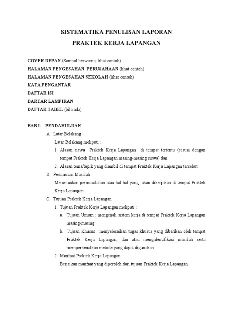Sistematika Penulisan Laporan Prakerin 2022 | PDF | Karier & Perkembangan | Seni