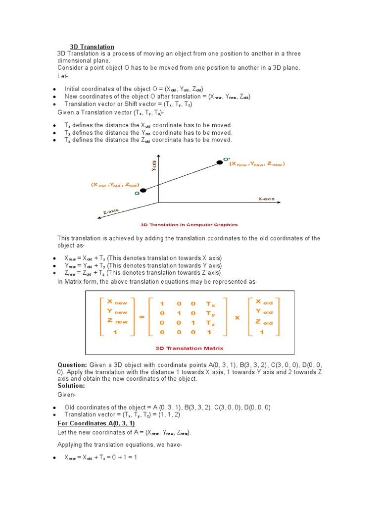 3D Transformation | PDF | Cartesian Coordinate System | Angle