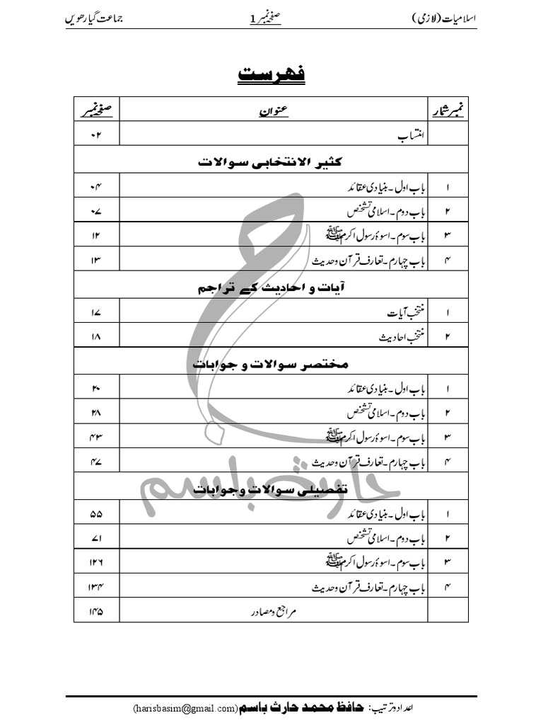 11th Islamiat (Compulsory) Notes | PDF