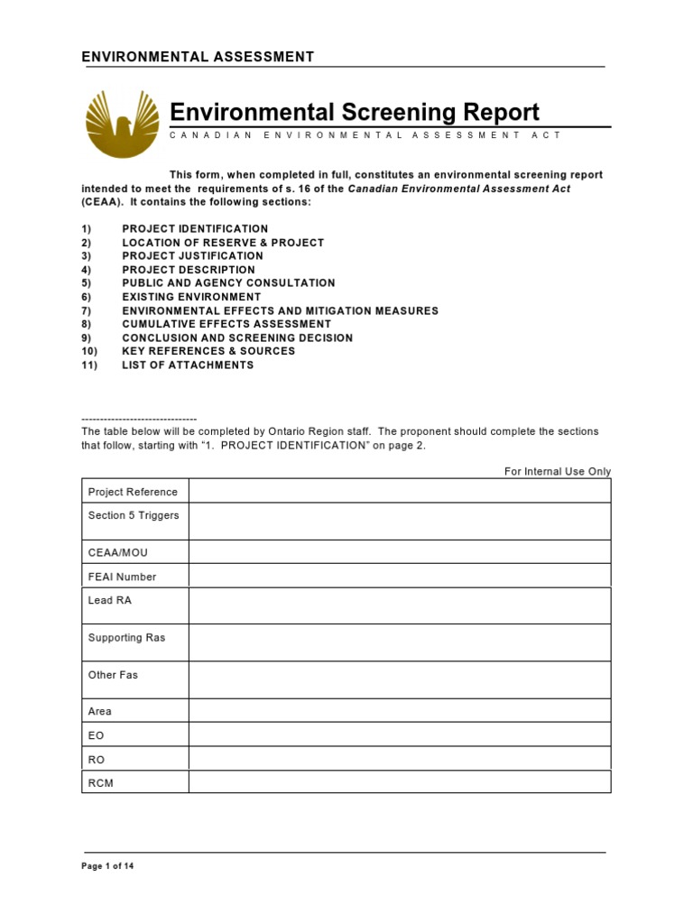 Environmental Screening Form | PDF | Wetland | Environmental Impact ...