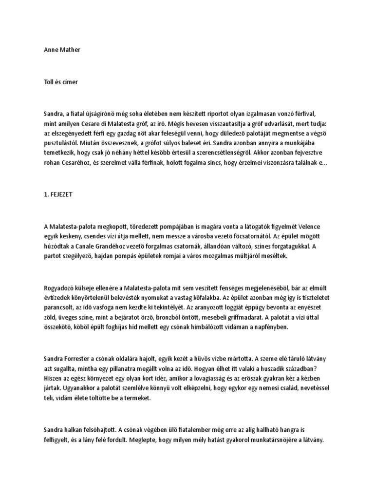 Anne Mather - Toll És Címer | PDF