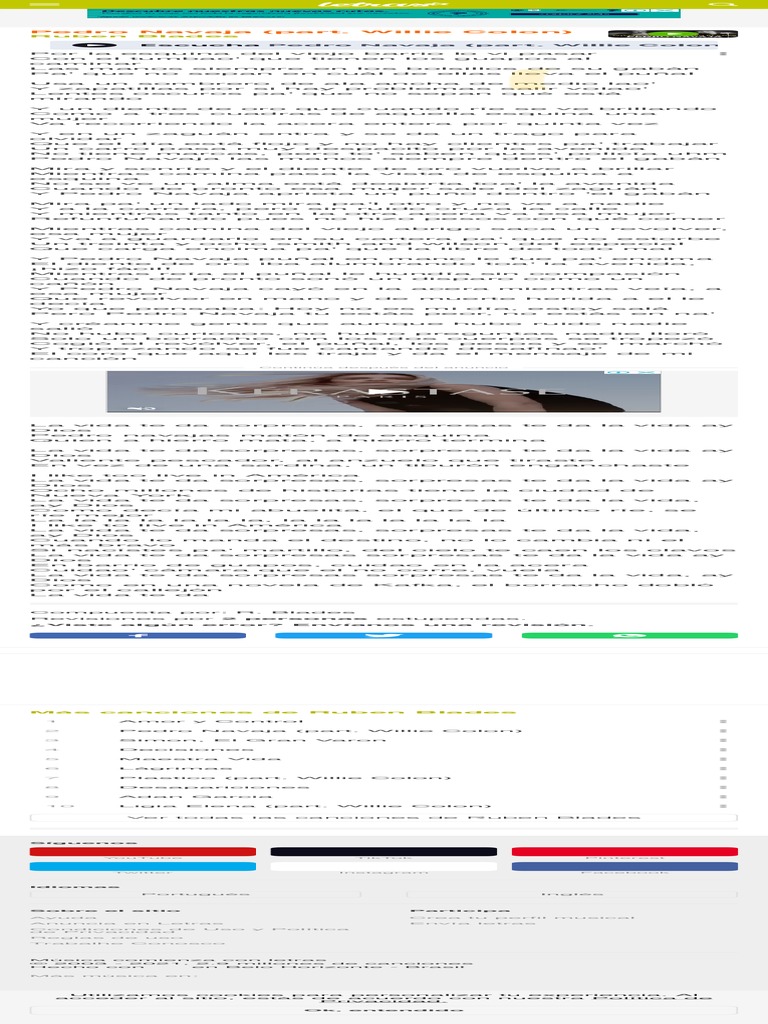 PEDRO NAVAJA (PART. WILLIE COLON) - Ruben Blades | PDF