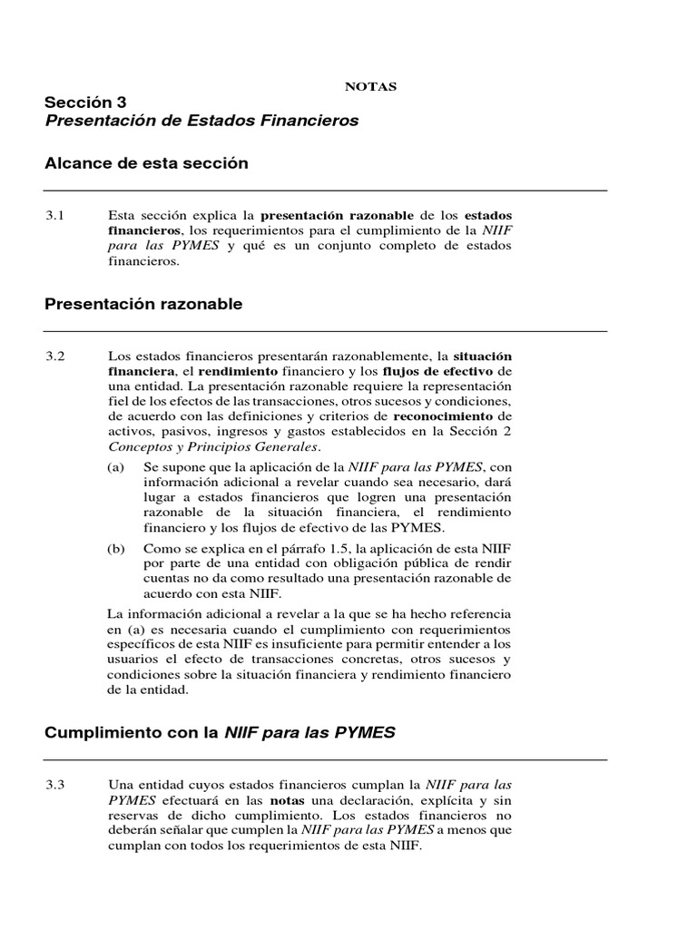 (Seccion 3) Niif para Pymes | PDF | normas internacionales de INFORMACION FINANCIERA | Estado ...