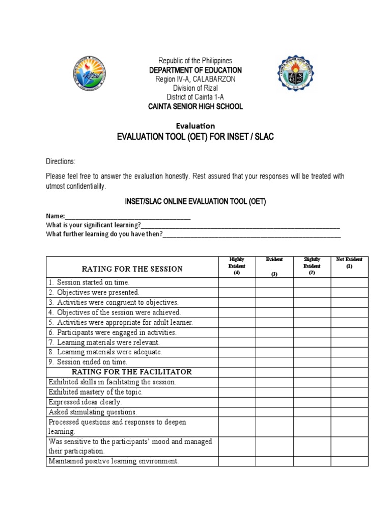 Evaluation Tool | PDF | Learning | Communication
