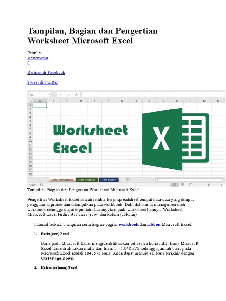 Pengertian dan Tampilan Worksheet Excel | PDF | Komputer
