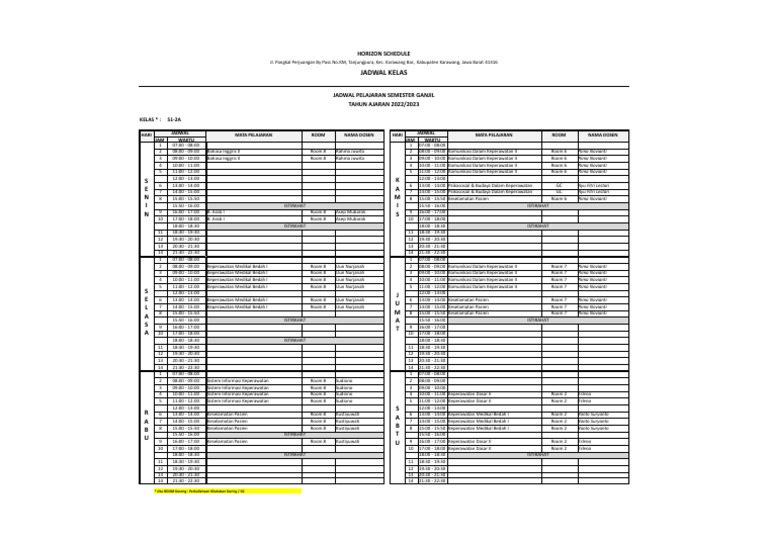 Horizon Class Schedule S1 Kep-2A Week 6 SY 22-23 | PDF