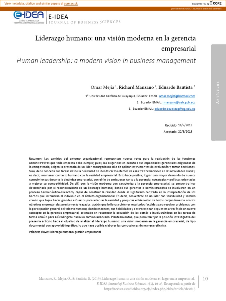 Liderzgo Humano Una Vision Moderna | PDF | Liderazgo | Business