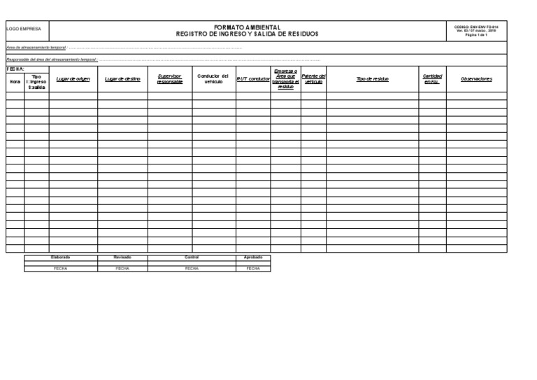 Registro de Ingreso y Salida de Residuos | PDF