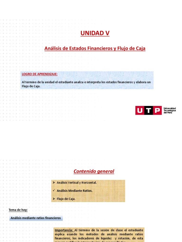 S12.s1 - Analisis de EEFF - Ratios Financieros | PDF | Liquidez de mercado | Capital de trabajo