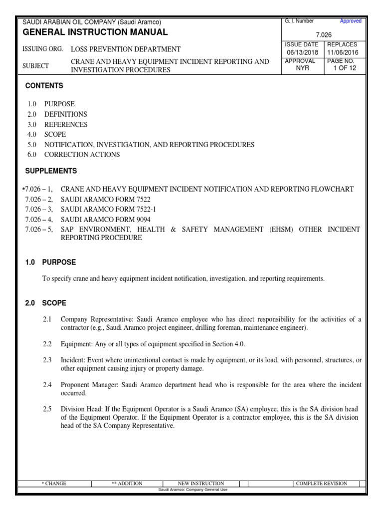 G.I. 7 026 Crane and Heavy Equipment Incident and Investigation - 2018 | PDF | Crane (Machine ...
