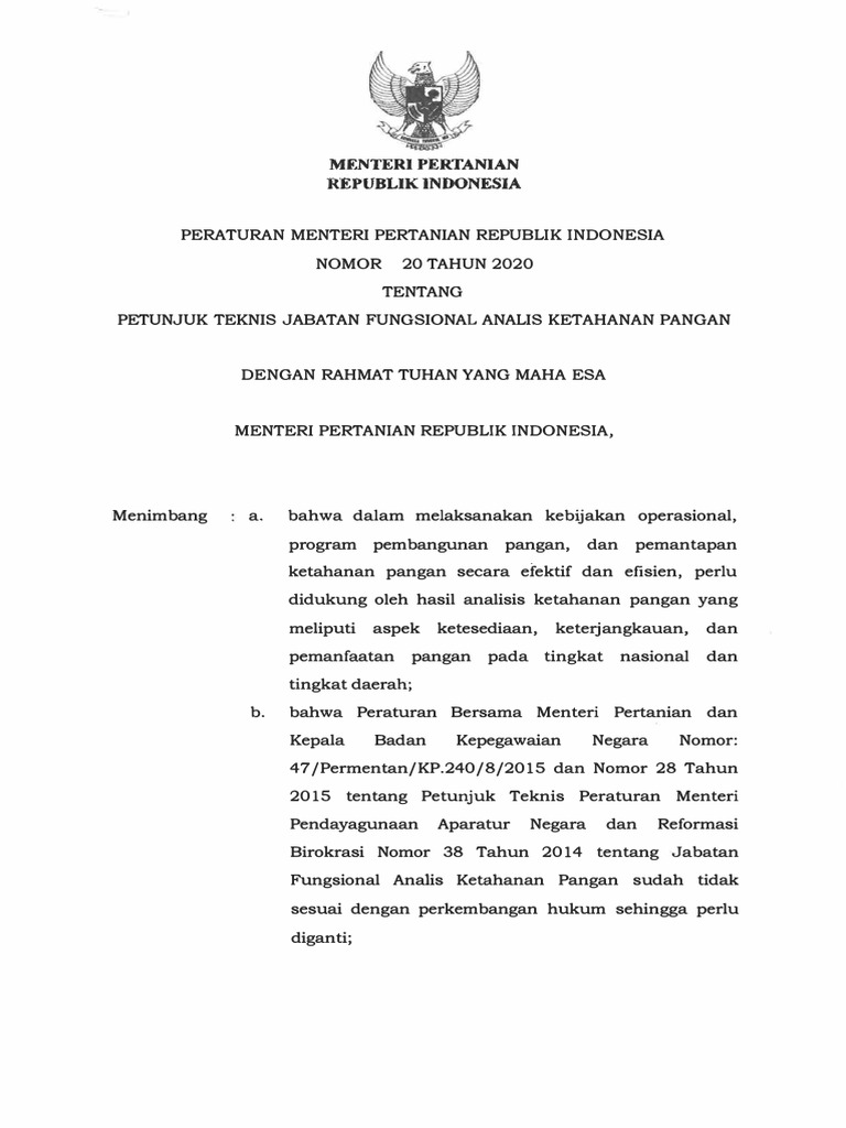 Permentan 20 2020 | PDF