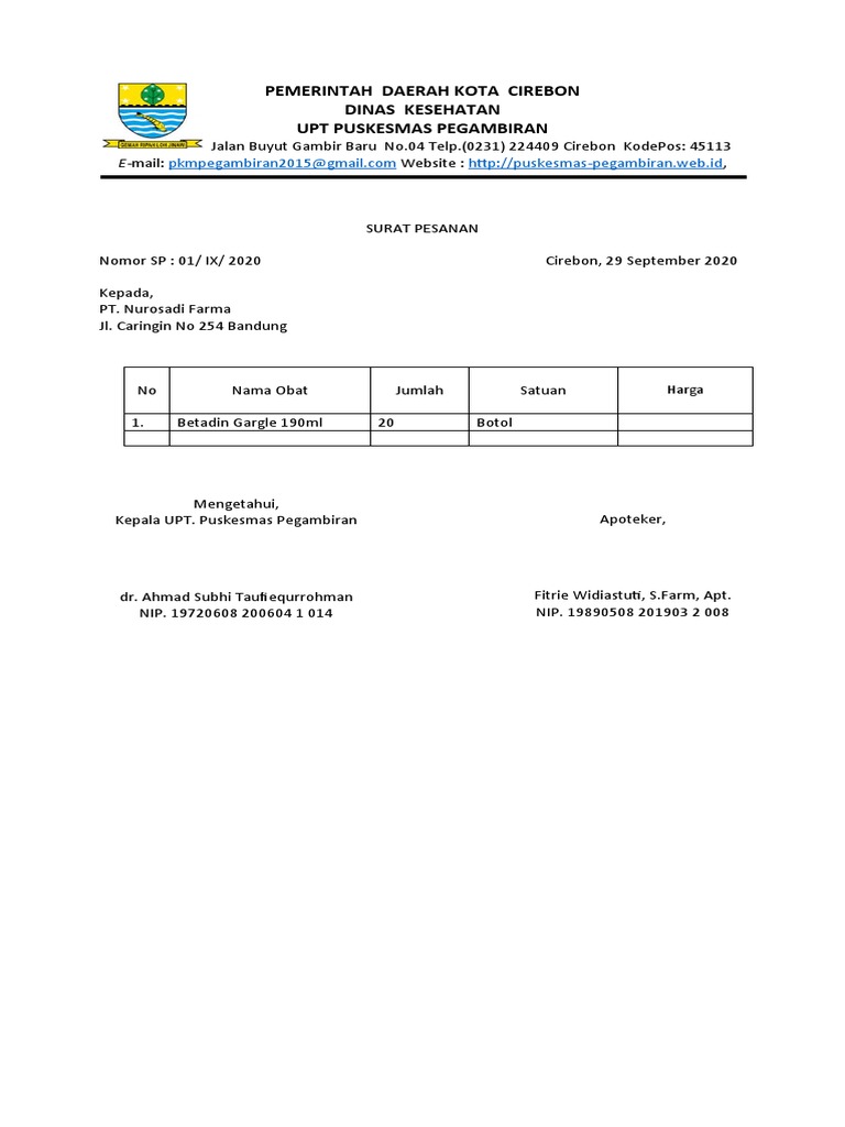 Surat Pesanan JKN | PDF