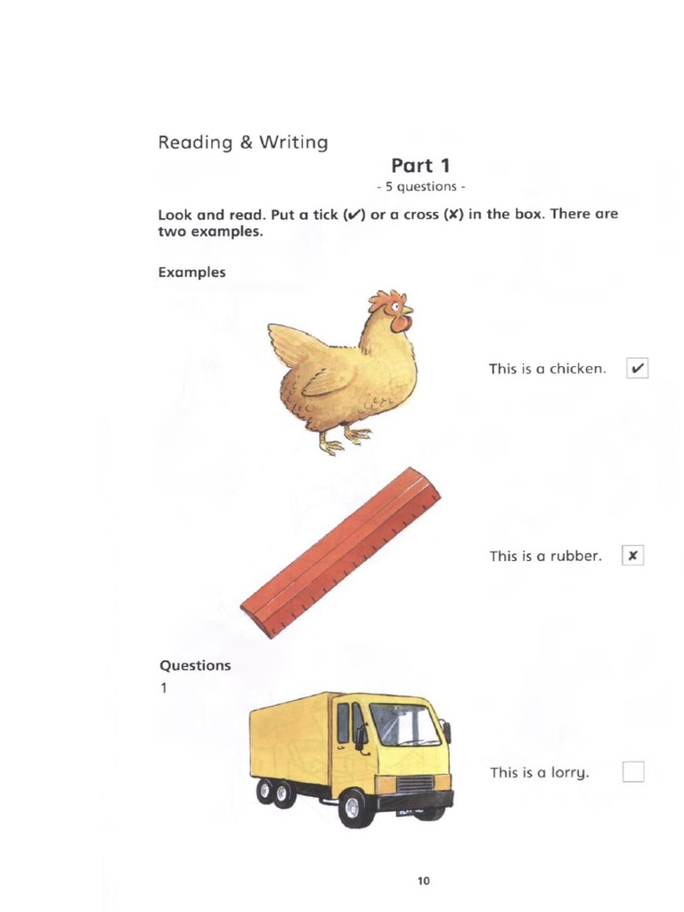 (Yle Starters) (Test 1) (Reading & Writing) | PDF
