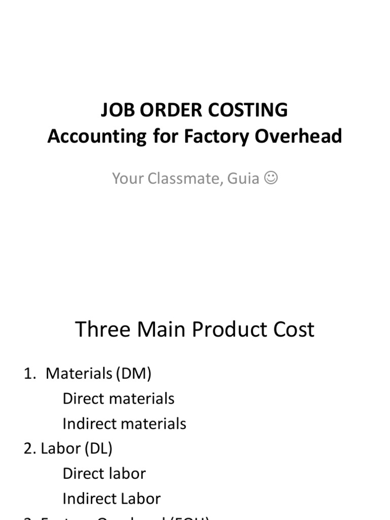 Understanding FOH in Job Order Costing | PDF