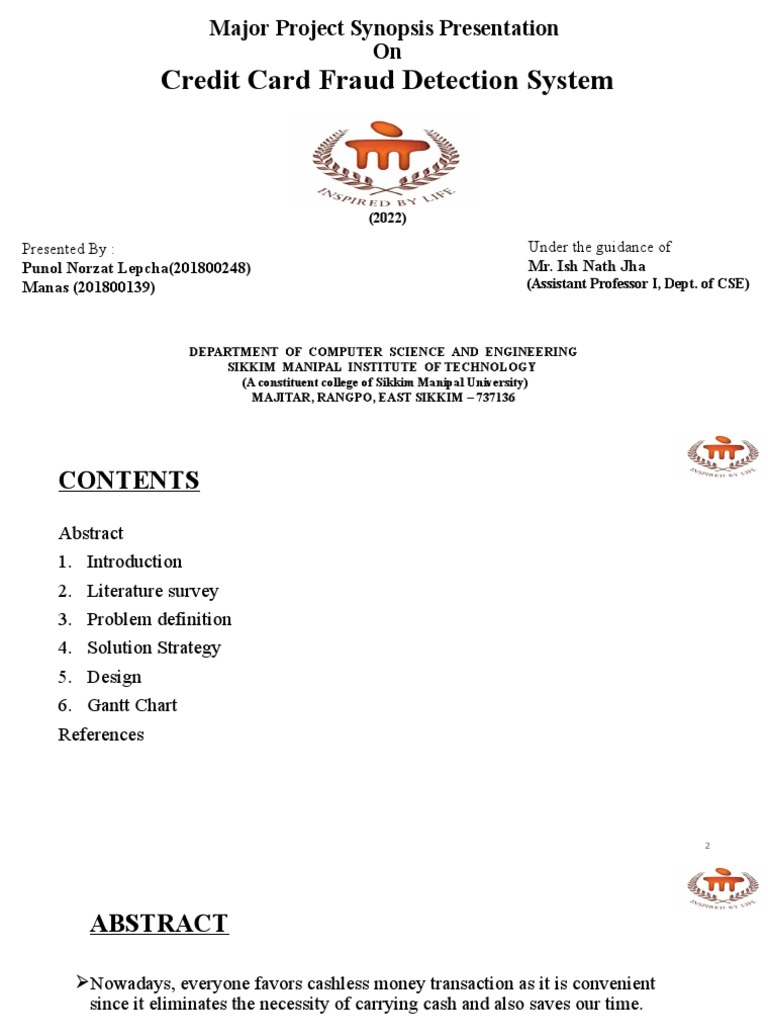 Synopsis Major Project CreditCardFraudDetection | PDF | Machine Learning | Logistic Regression