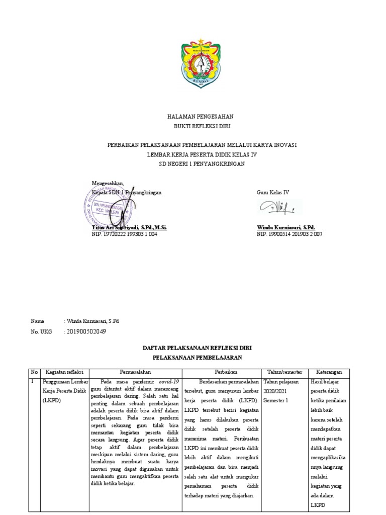 Refleksi Diri - Winda Kurniasari LKPD | PDF