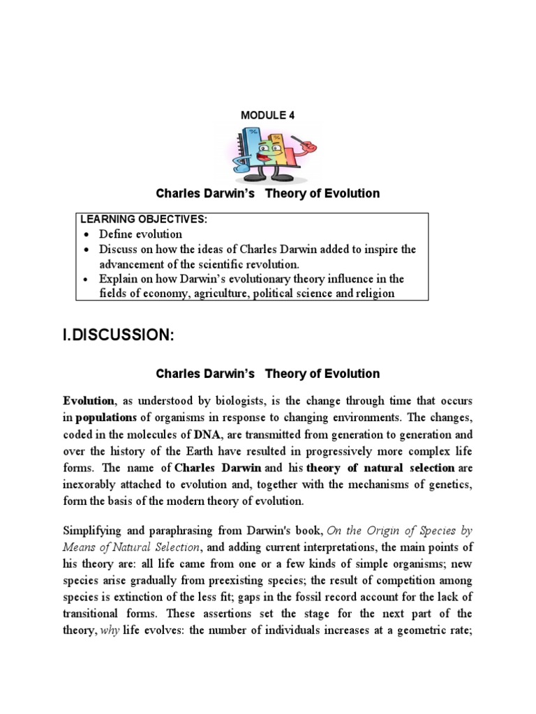 MODULE 4 (Charles Darwins Theory of Evolution) | PDF | Evolution ...