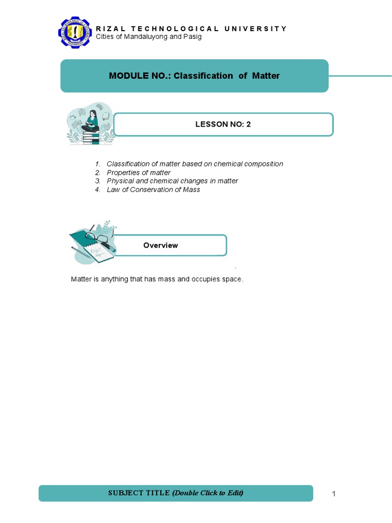 Module 2 Classification of Matter Part | PDF | Chemical Substances | Matter