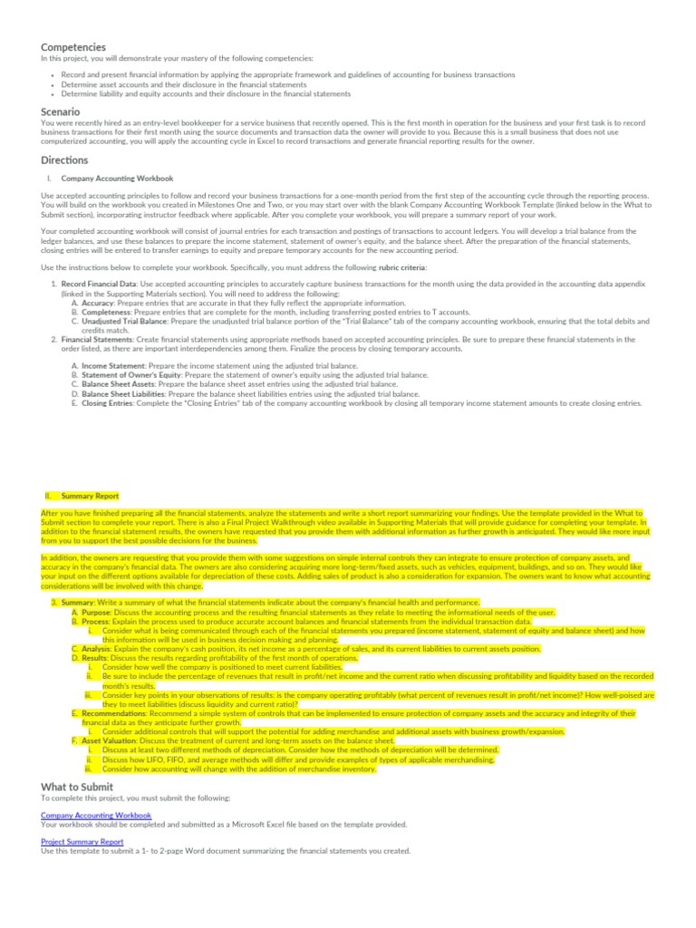 Competencies: Company Accounting Workbook | PDF | Financial Statement ...