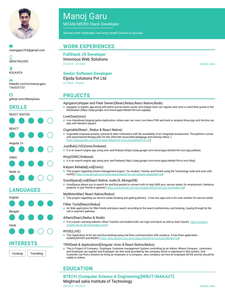 Manoj's Resume (3) | PDF | Web Application | Computing
