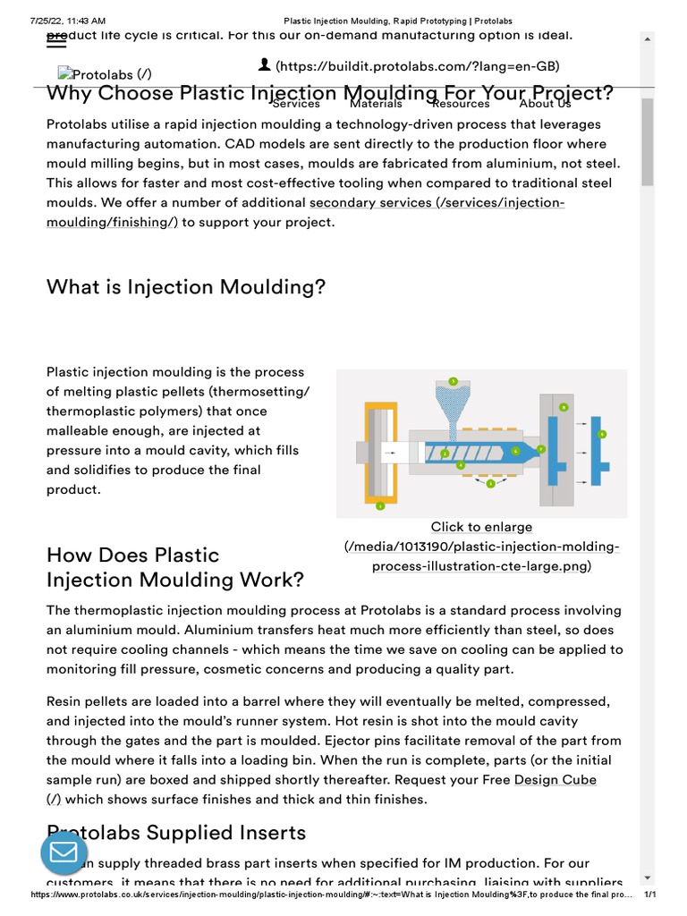 Plastic Injection Moulding, Rapid Prototyping - Protolabs | PDF ...