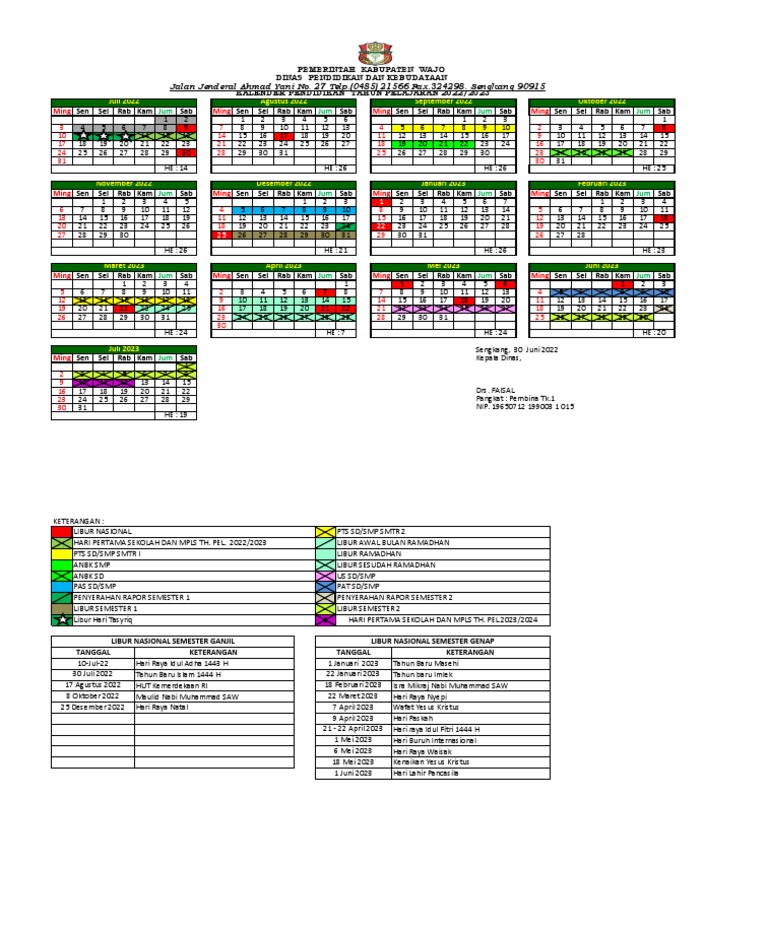 Kalender Pendidikan TH - Pel. 2022-2023 | PDF