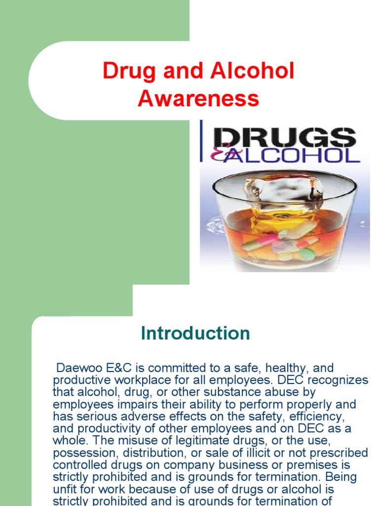 Drug and Alcohol Awareness HSE Presentation HSE Formats | PDF | Cocaine ...