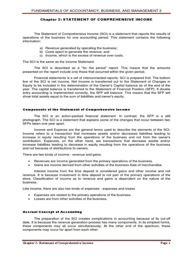 CHAPTER 2-Statement of Comprehensive Income | PDF